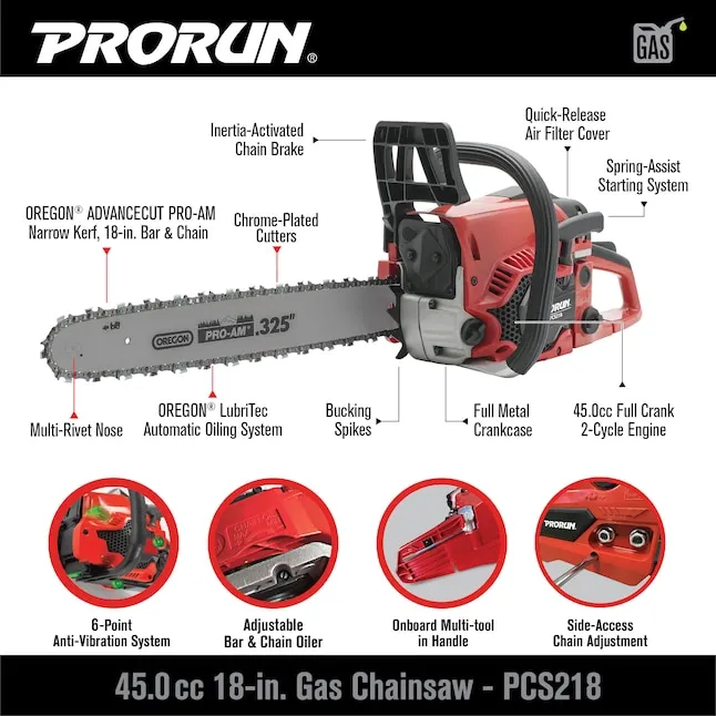PCS218 - 45.0cc 18" Gas Chainsaw - PRORUN