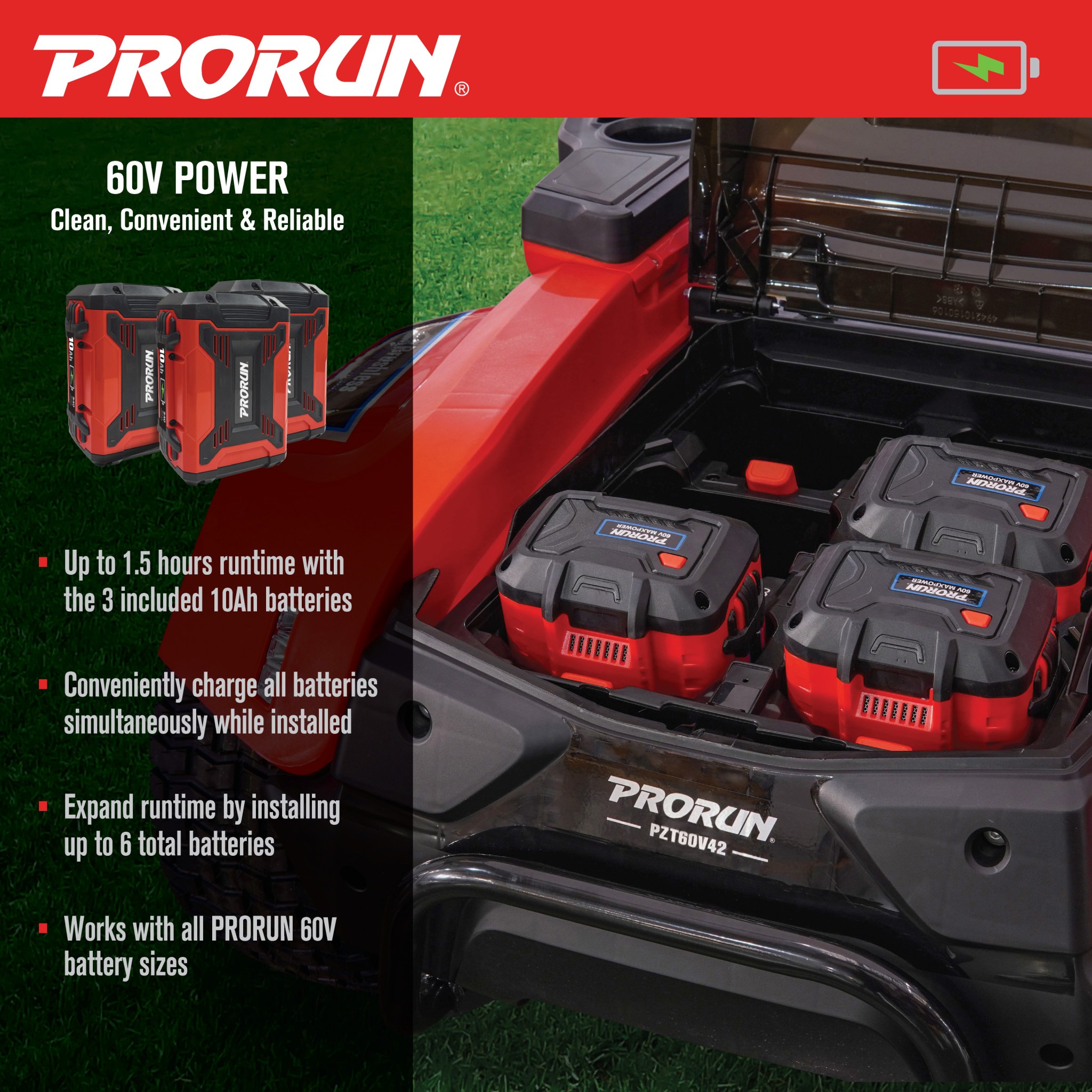 PZT60V42 - 60V 42" Zero-Turn Riding Lawn Mower - PRORUN