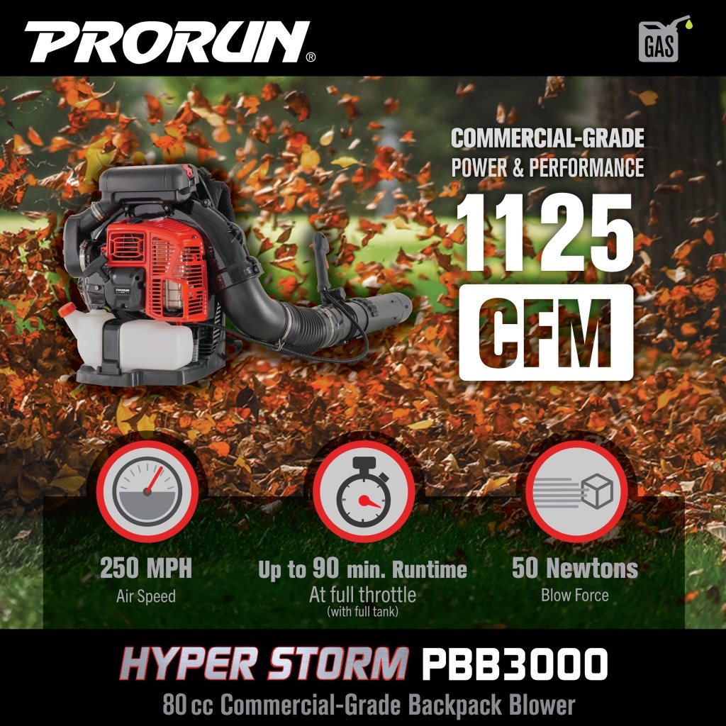 PBB3000 - 79.9cc 1125 CFM Gas Backpack Leaf Blower - PRORUN